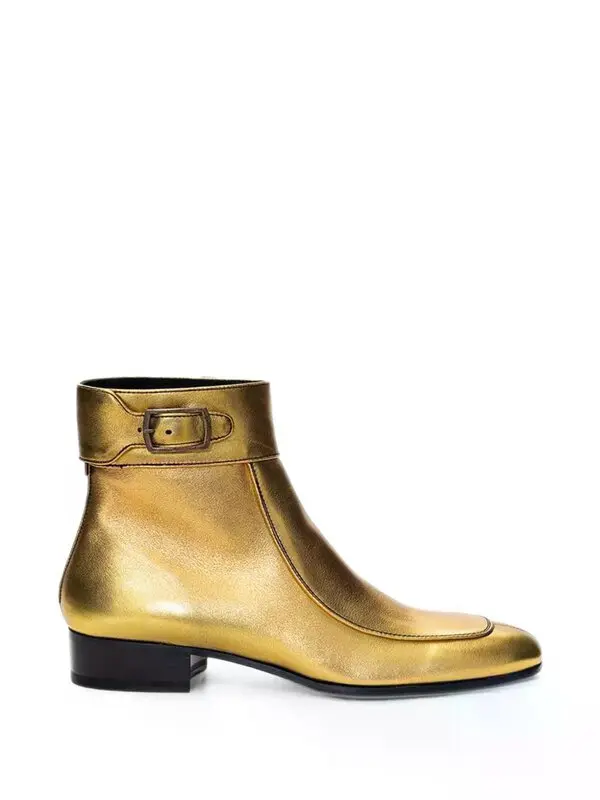 Saint Laurent Buckle-fastening Leather Ankle Boots