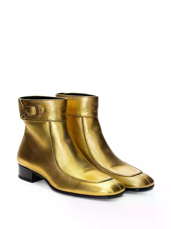 Saint Laurent Buckle-fastening Leather Ankle Boots