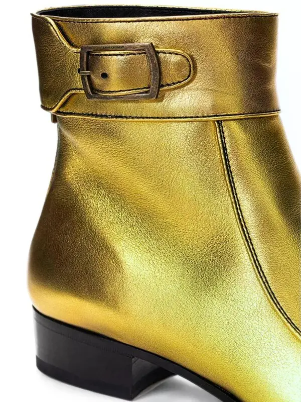 Saint Laurent Buckle-fastening Leather Ankle Boots