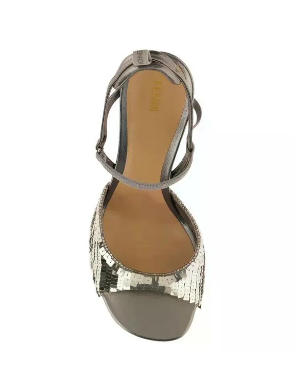Fendi Very Colibrì Sequin-embellished Leather Sandals - Silver