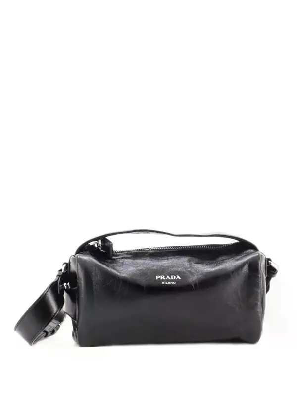 Prada Convertible Top Zip Nappa Leather Small Shoulder Bag - Black