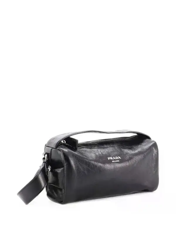 Prada Convertible Top Zip Nappa Leather Small Shoulder Bag - Black