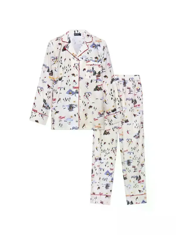 Polo Ralph Lauren Ski-motif Cotton Long-sleeve Pyjama Set - Neutrals