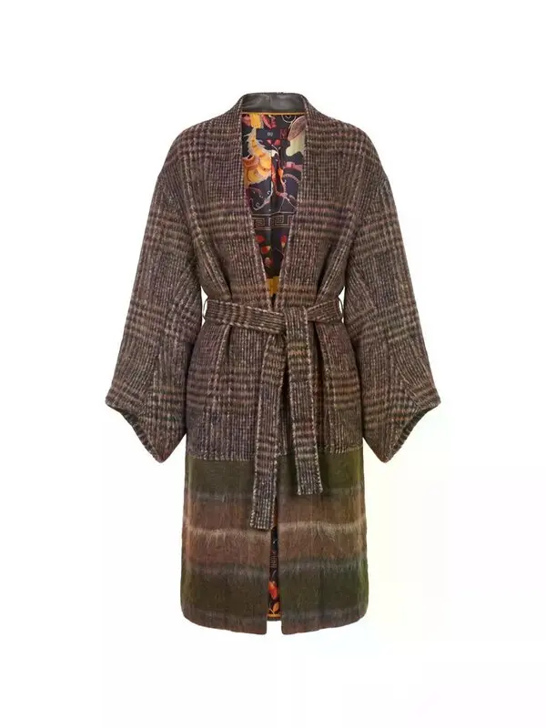 HUI MILANO Checked Belted Cardigan