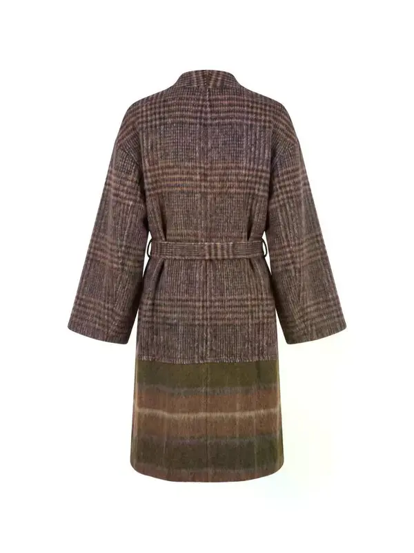 HUI MILANO Checked Belted Cardigan