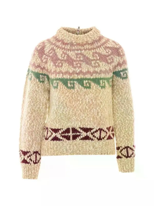 Moncler Geometric-jacquard Sweater - Neutrals