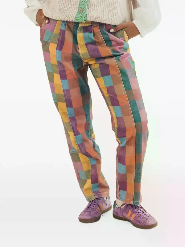 FAVORITE PEOPLE Bookstore Check-pattern High-waisted Trousers