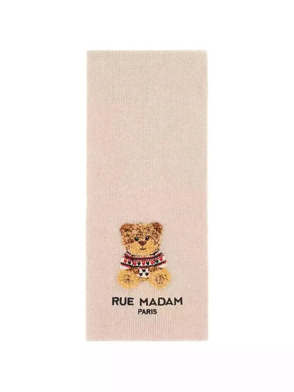 RUE MADAM PARIS Teddy-patch Logo-embroidered Scarf