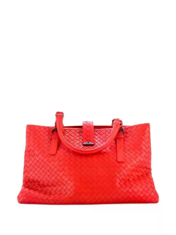 Bottega Veneta Roma Bag Intrecciato Nappa Medium Tote Bag - Red