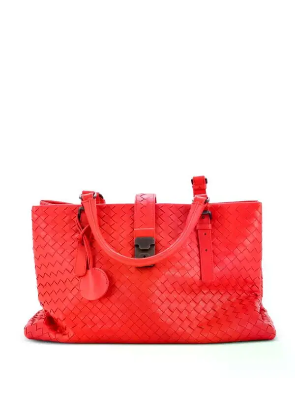 Bottega Veneta Roma Bag Intrecciato Nappa Medium Tote Bag - Red
