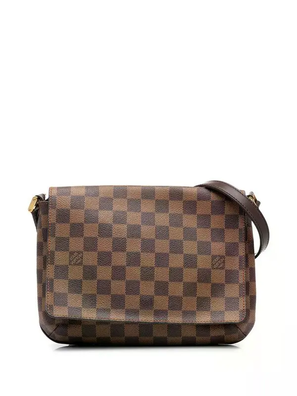 LOUIS VUITTON 2003 Damier Ebene Musette Tango Long Strap Crossbody Bag