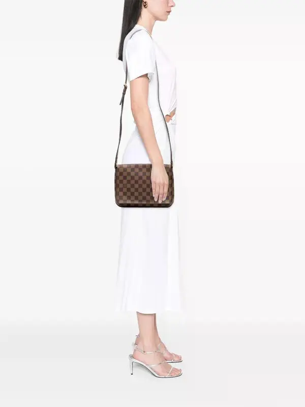 LOUIS VUITTON 2003 Damier Ebene Musette Tango Long Strap Crossbody Bag
