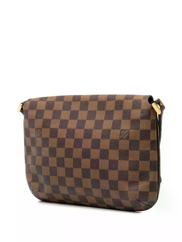 LOUIS VUITTON 2003 Damier Ebene Musette Tango Long Strap Crossbody Bag