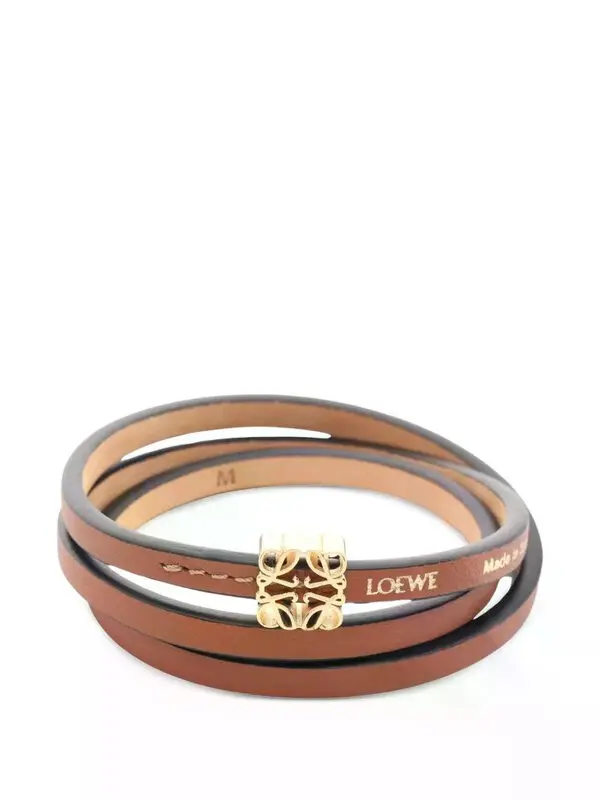 Loewe 2010s Anagram Twist Bangle Bracelet - Brown