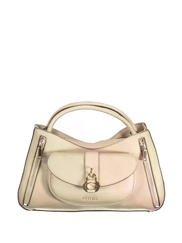 Guess Pebbled-texture Logo-plaque Tote Bag - Neutrals