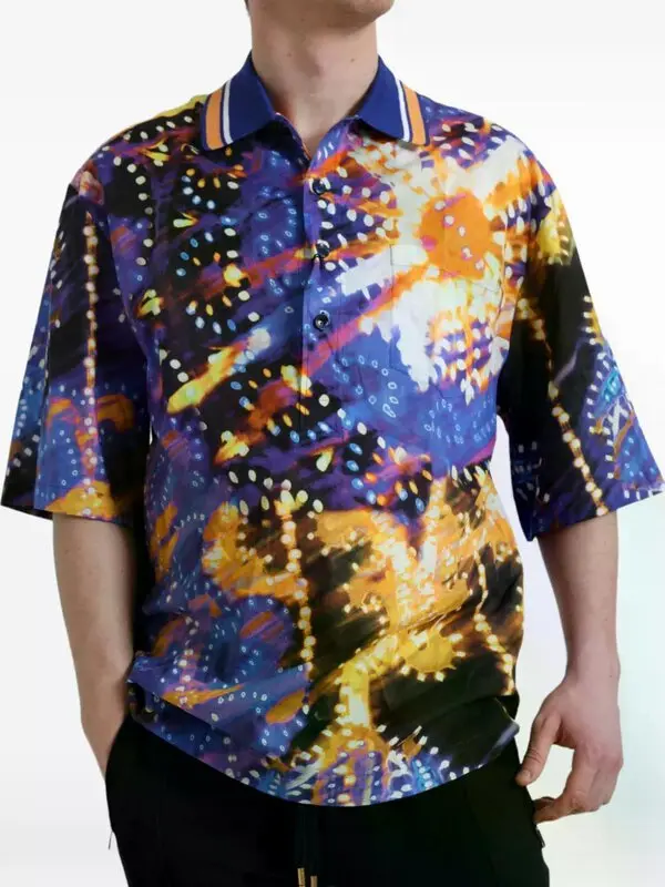 Dolce & Gabbana Luminarie-print Silk Polo Shirt
