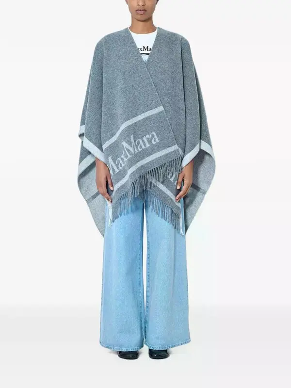 Max Mara Logo-print Fringed Poncho