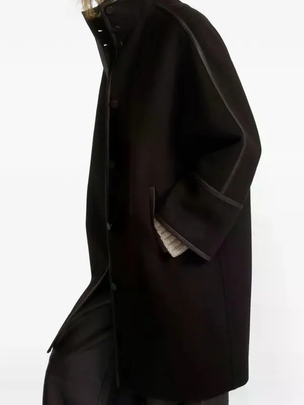 YVES SALOMON Leather-trim Oversized Coat