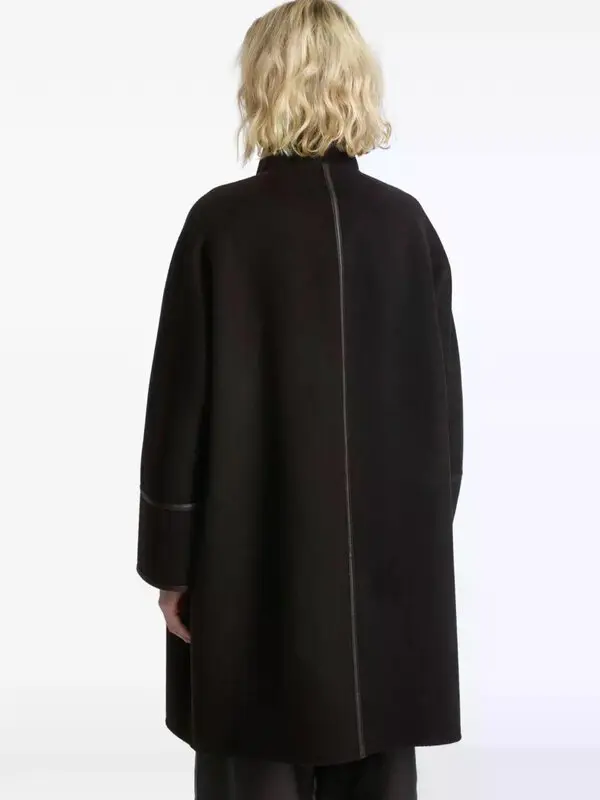 YVES SALOMON Leather-trim Oversized Coat
