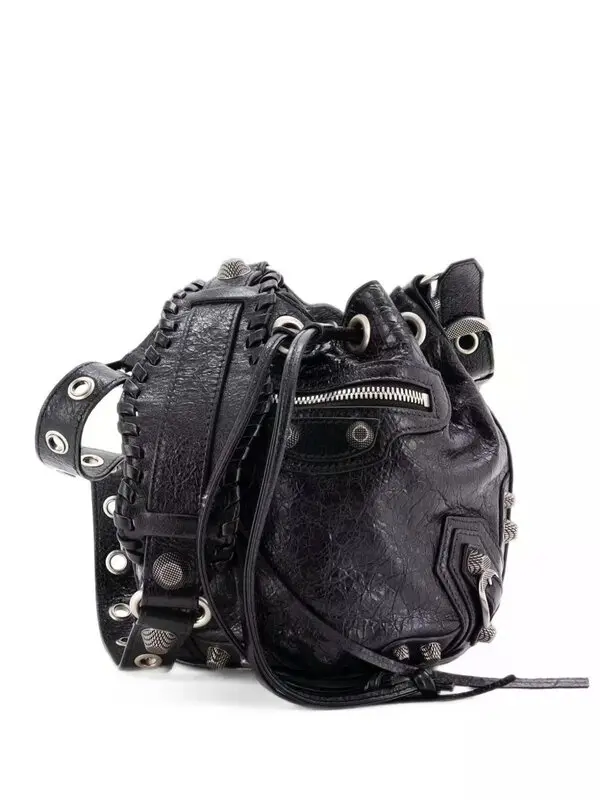 Balenciaga Le Cagole Giant Studs Leather Xs Bucket Bag - Black