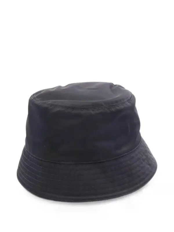 Prada 2010s Re-nylon Logo Plate Bucket Hat - Black