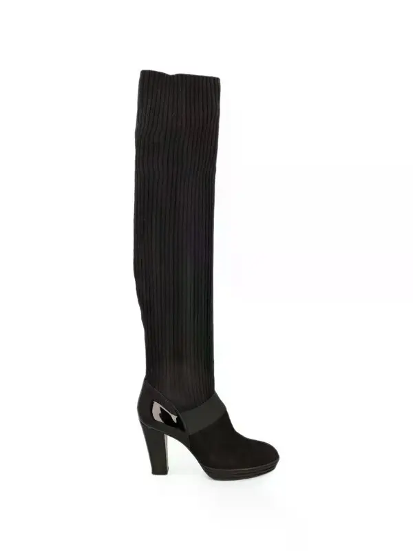 Hogan Ribbed-knit Over-the-knee Boots - Black
