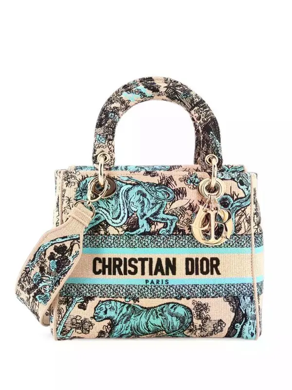 Dior Lady D-lite Bag Embroidered Canvas Medium Satchel