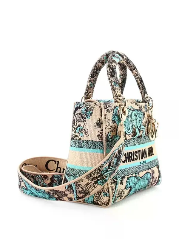 Dior Lady D-lite Bag Embroidered Canvas Medium Satchel