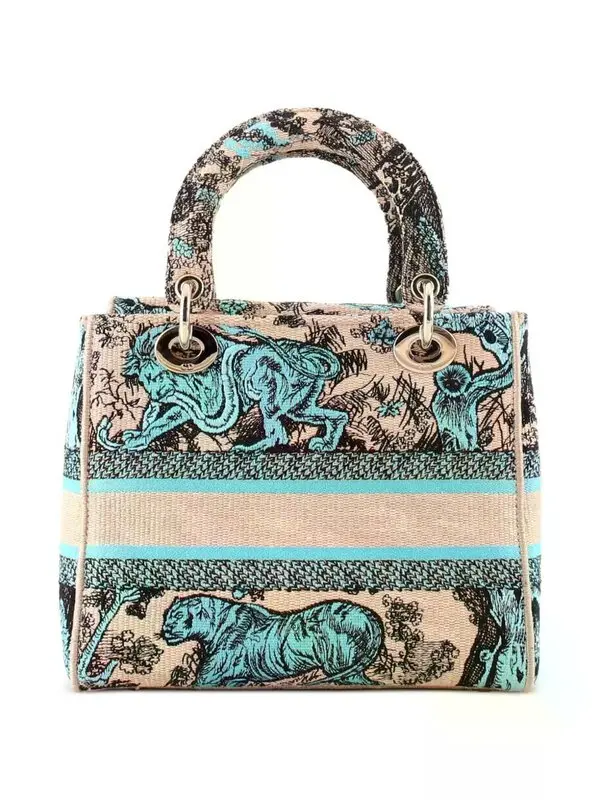 Dior Lady D-lite Bag Embroidered Canvas Medium Satchel - Blue