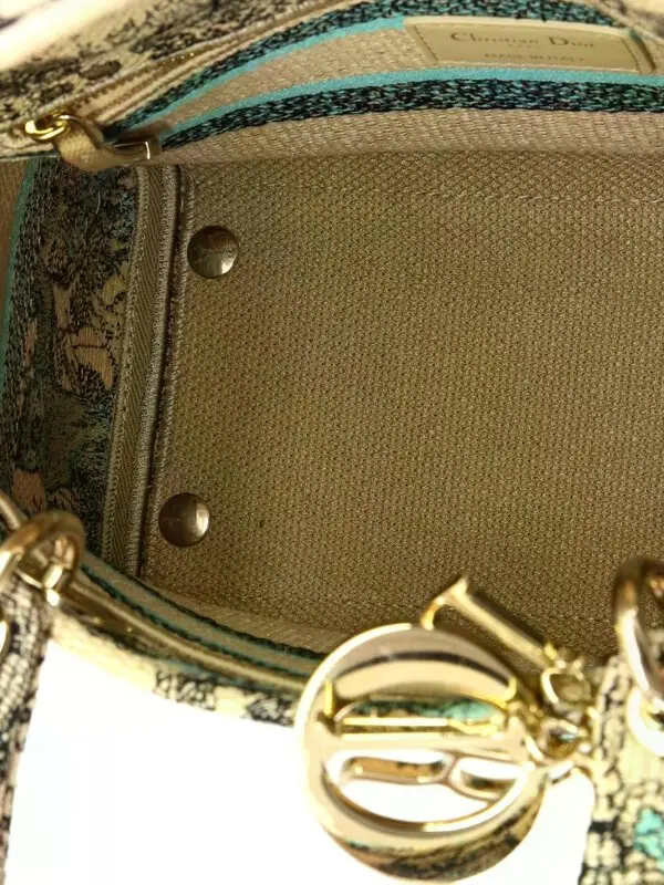 Dior Lady D-lite Bag Embroidered Canvas Medium Satchel - Blue