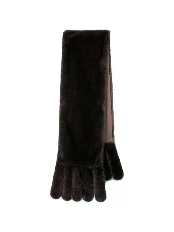 LUISA CERANO Faux-fur Fringed Scarf - Brown