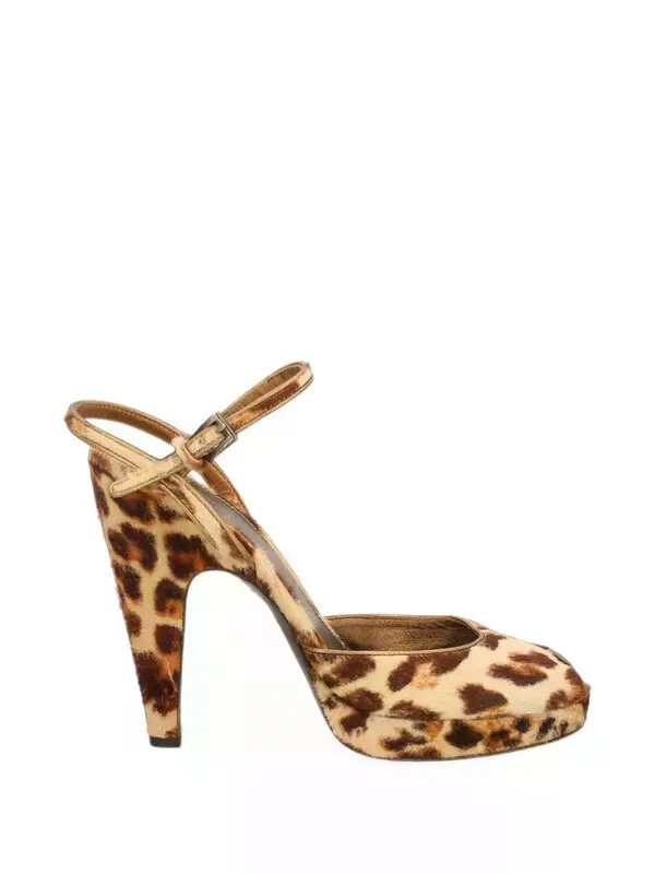 Prada Leopard-print Peep-toe Sandals