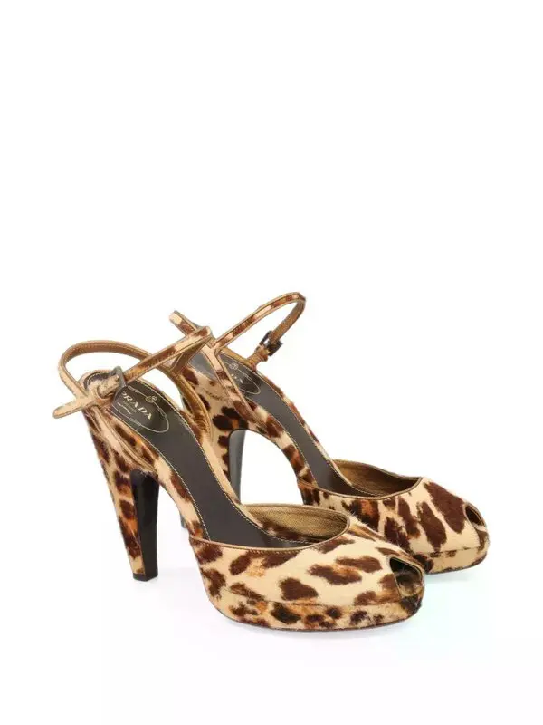 Prada Leopard-print Peep-toe Sandals