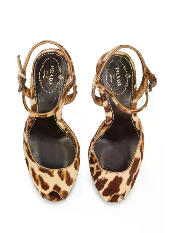 Prada Leopard-print Peep-toe Sandals