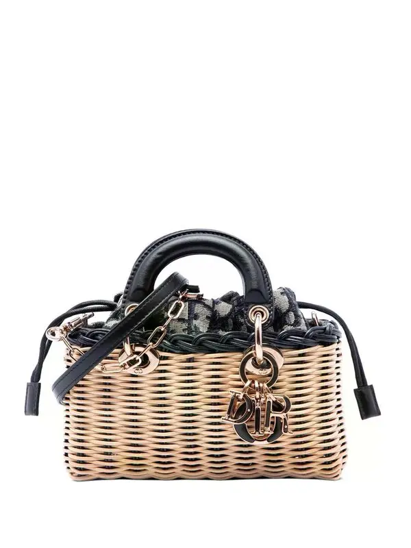 Dior 2023 Micro Wicker Oblique Lady D Joy Satchel