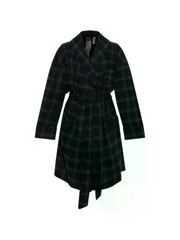 Polo Ralph Lauren Plaid-print Cotton Robe - Black