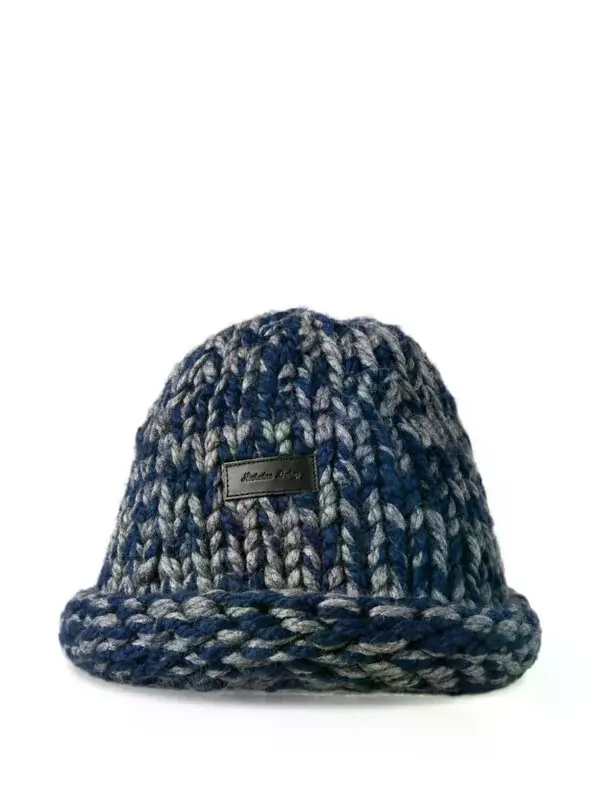 NICHOLAS DALEY Rebel Chunky-knit Logo-patch Beanie Hat
