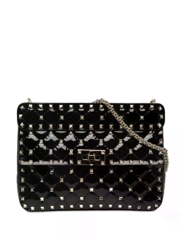 Valentino Garavani 2000-2017 Medium Patent Rockstud Spike Satchel