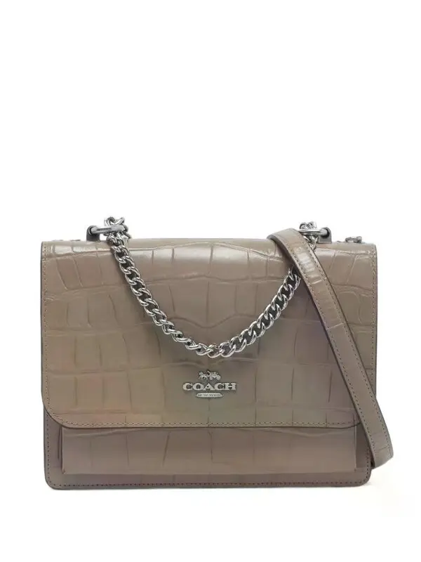 Prada Klare Croc-embossed Shoulder Bag - Brown