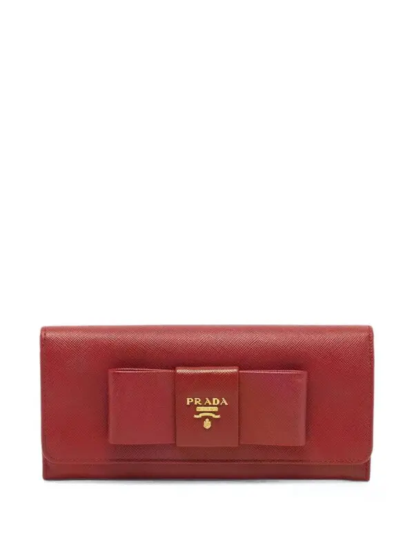 Prada Fiocco Bow-detail Leather Wallet - Red