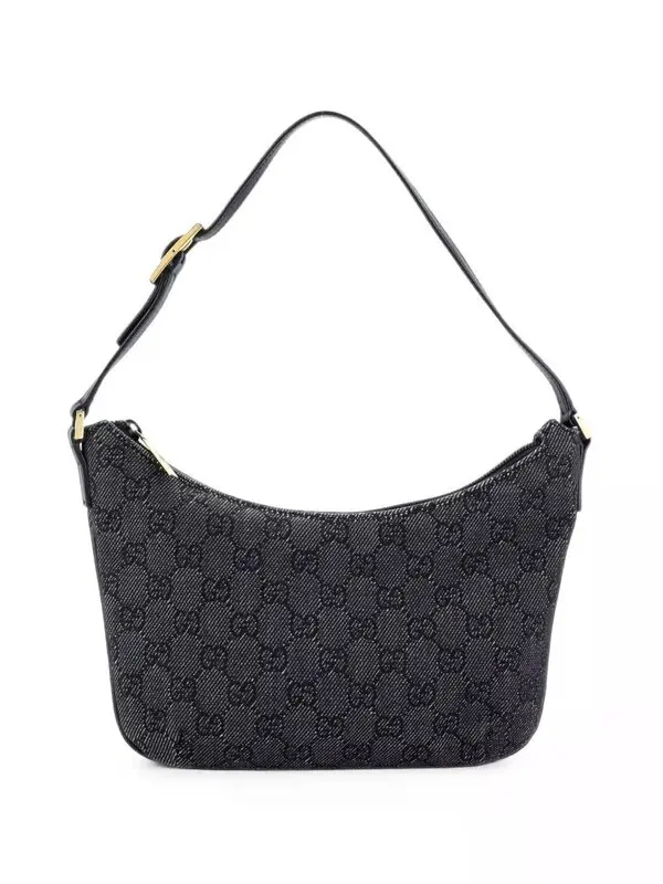 Gucci Vintage Pochette Shoulder Bag Gg Canvas Small Hobo Bag - Black
