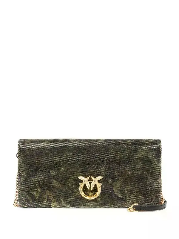 Pinko Love Birds Crystal-embellished Shoulder Bag - Green