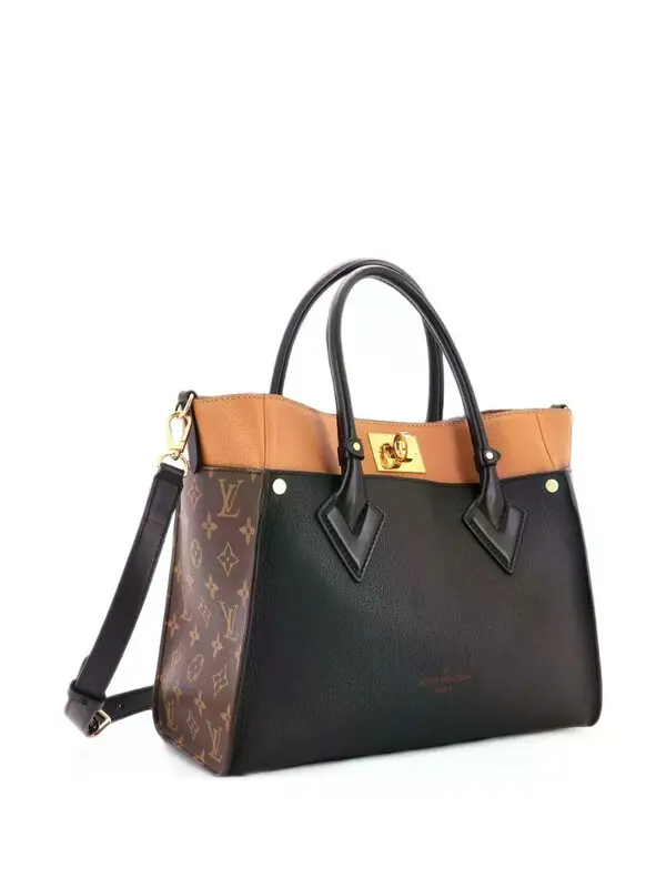LOUIS VUITTON On My Side Leather With Monogram Canvas Mm Tote Bag