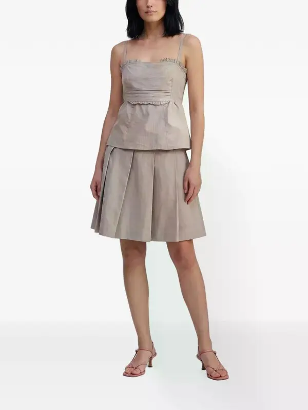 Miu Miu Ruffle-trim Pleated Top And Skirt Set