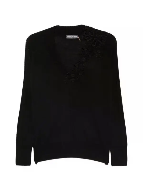 Ermanno Scervino Lace-trimmed V-neck Sweater