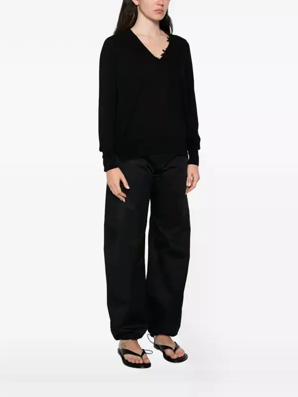 Ermanno Scervino Lace-trimmed V-neck Sweater