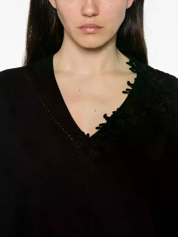 Ermanno Scervino Lace-trimmed V-neck Sweater
