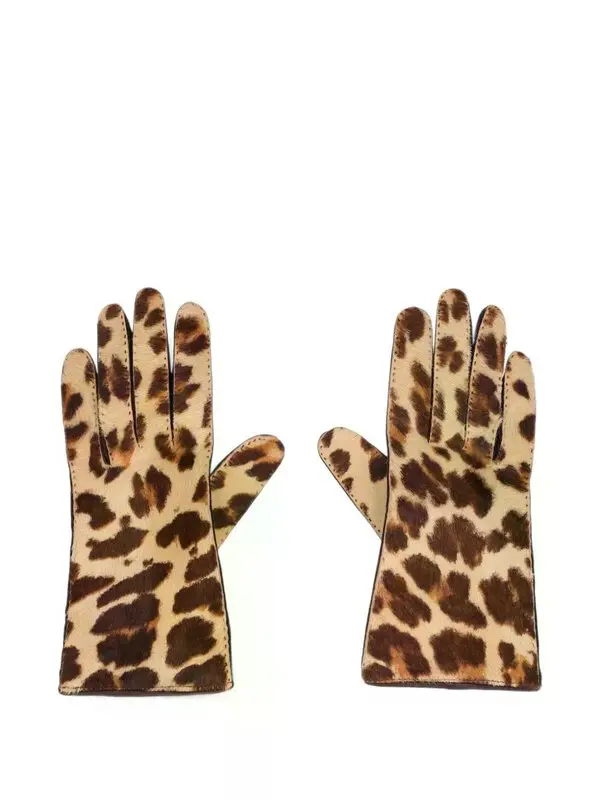 Prada Leopard-print Calf-fur Gloves