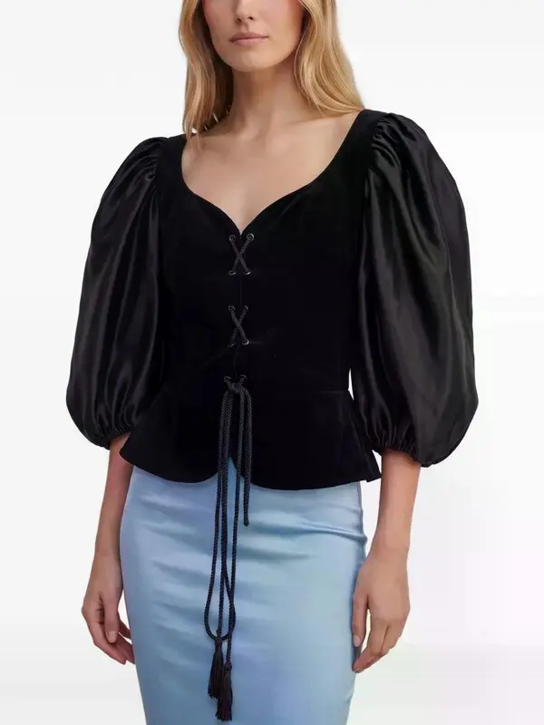 Saint Laurent Lace-up Puff-sleeve Corset