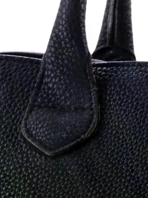 Burberry Banner Leather And House Check Canvas Large Tote Bag - Blue